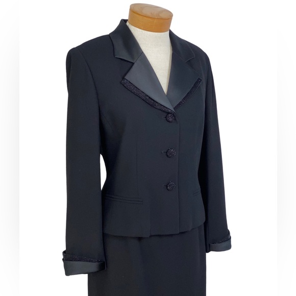 Kasper | Jackets & Coats | Kasper Asl Black Blazer Skirt Suit 2 Pc Suit ...